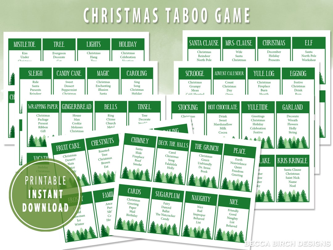 Christmas Taboo Game - Printable Winter Game - Classroom Game ...
