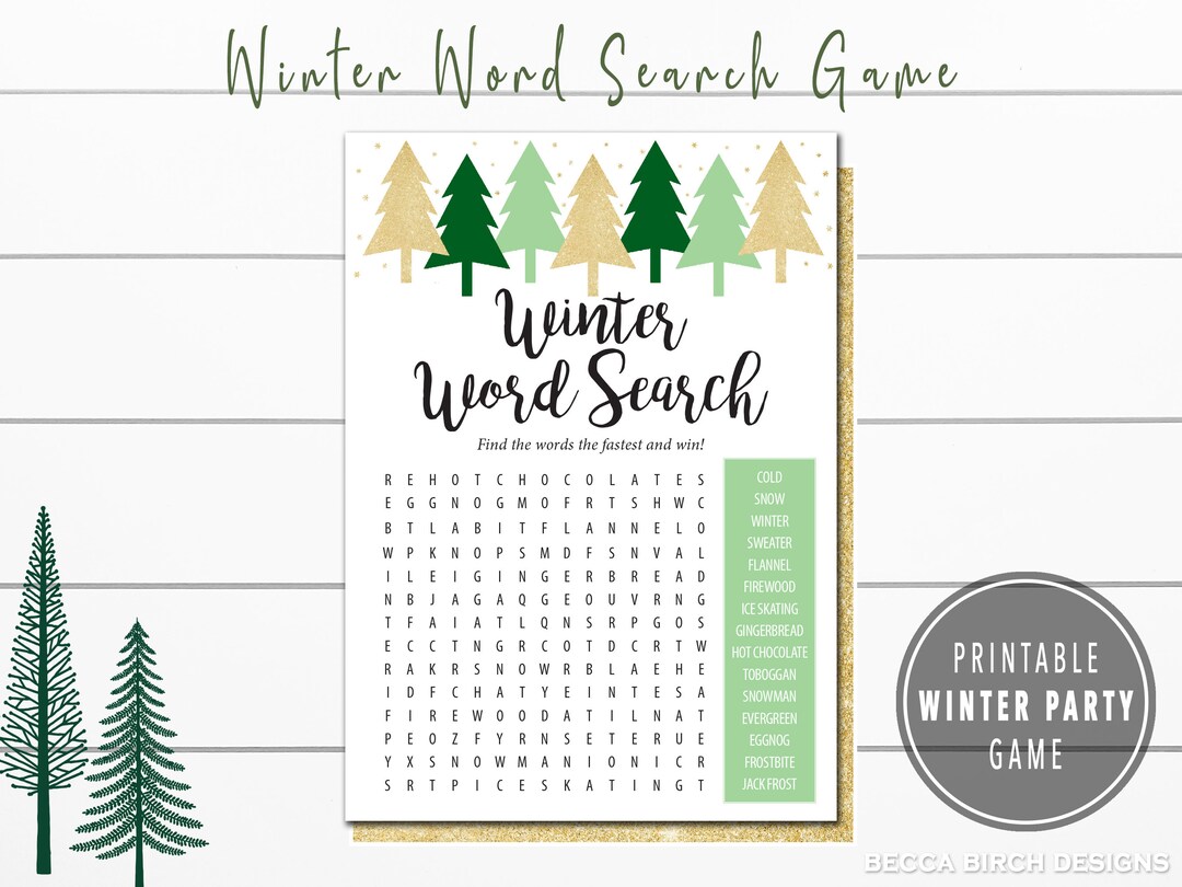 Winter Word Search Game - Printable Game - Classroom Game - Birthday ...