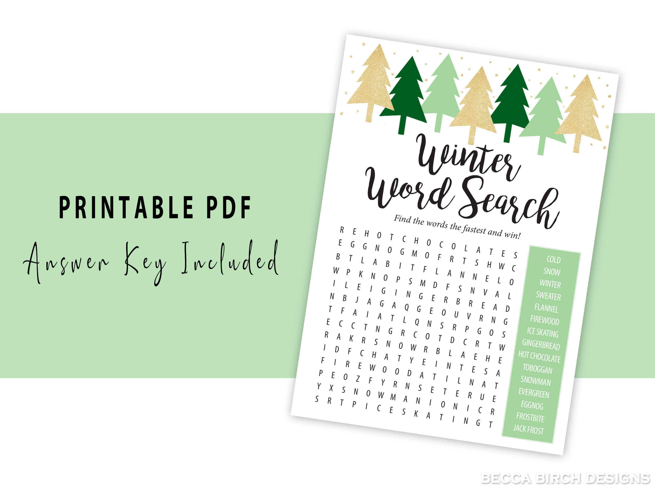 Winter Word Search Game - Printable Kids Game - Virtual Learning - Zoom ...
