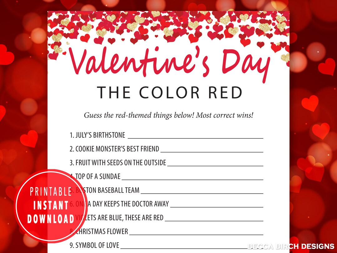 The Color Red Game | Valentine's Day Games for Kids and Adults | V-day ...