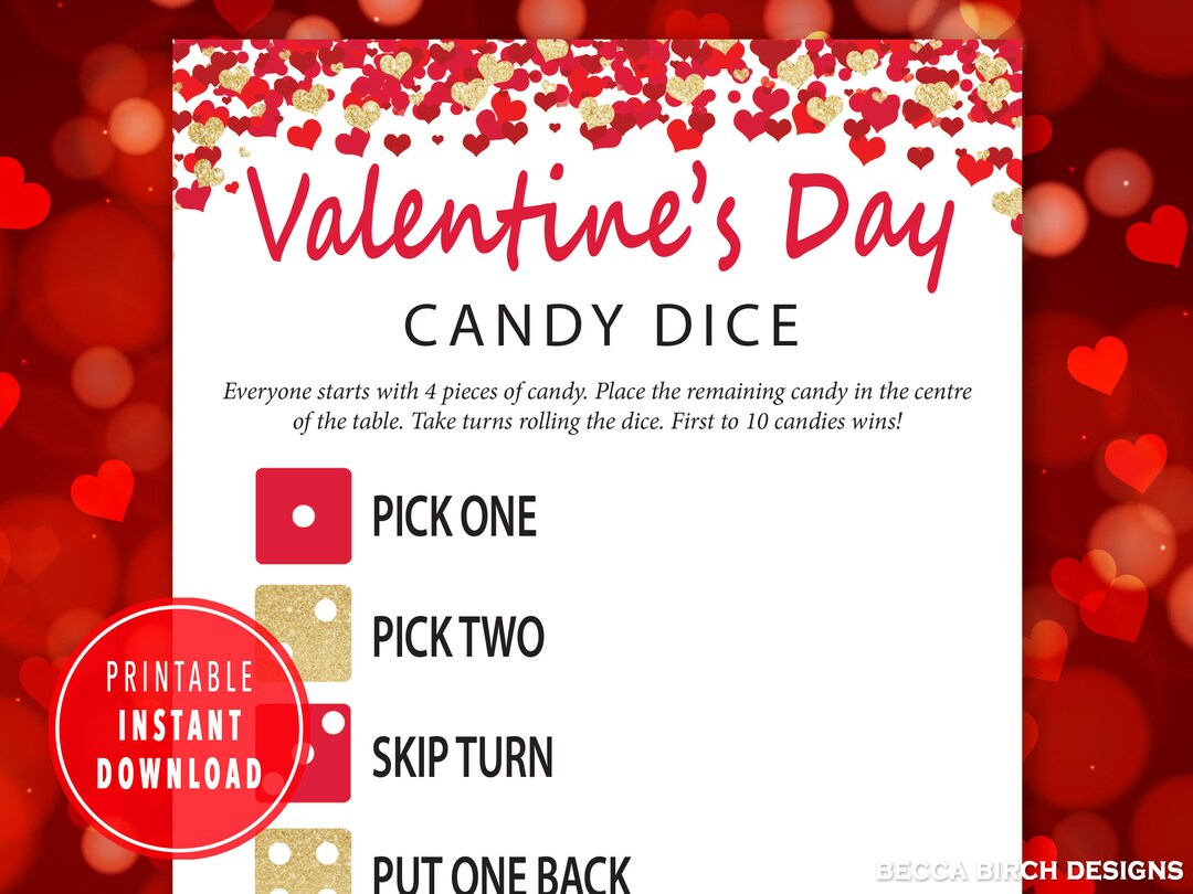 Valentine's Candy Dice Game | Valentine's Party Games for Kids ...
