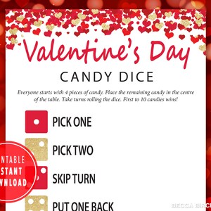 Valentine's Candy Dice Game | Valentine's Party Games for Kids ...