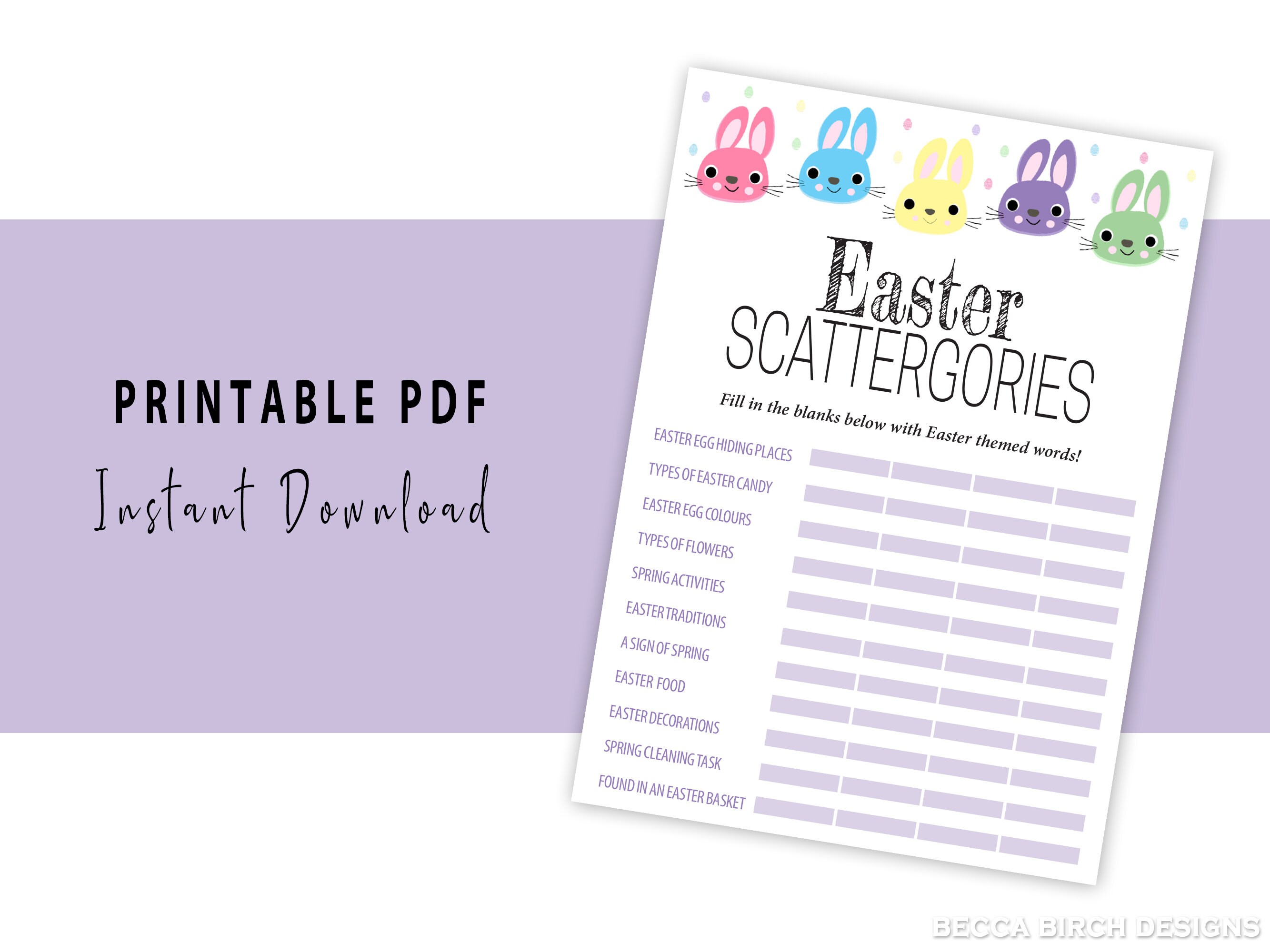 Printable Easter Games, Scattergories, Word Search, Word Scramble ...