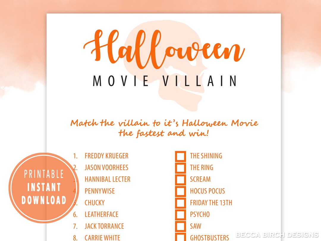 Halloween Movie Game Printable Halloween Games Classroom - Etsy