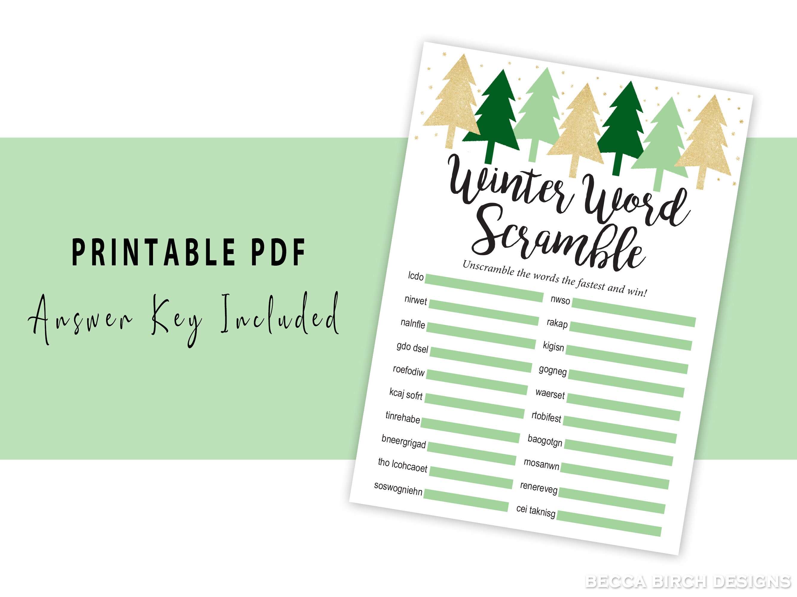 Winter Word Scramble Game – Printable Holiday Fun (digital Download) - Etsy