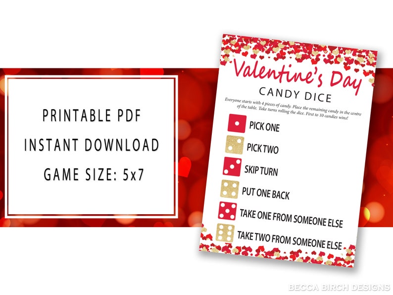 Valentine's Candy Dice Game | Valentine's Party Games for Kids ...
