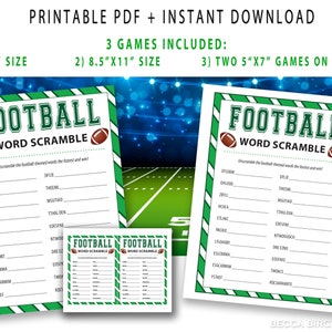 Football Word Scramble Game | Super Bowl Games for Kids, Teens and ...