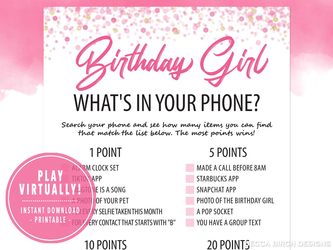What's in Your Phone? - Teen Birthday - Virtual Birthday Party - Sweet ...