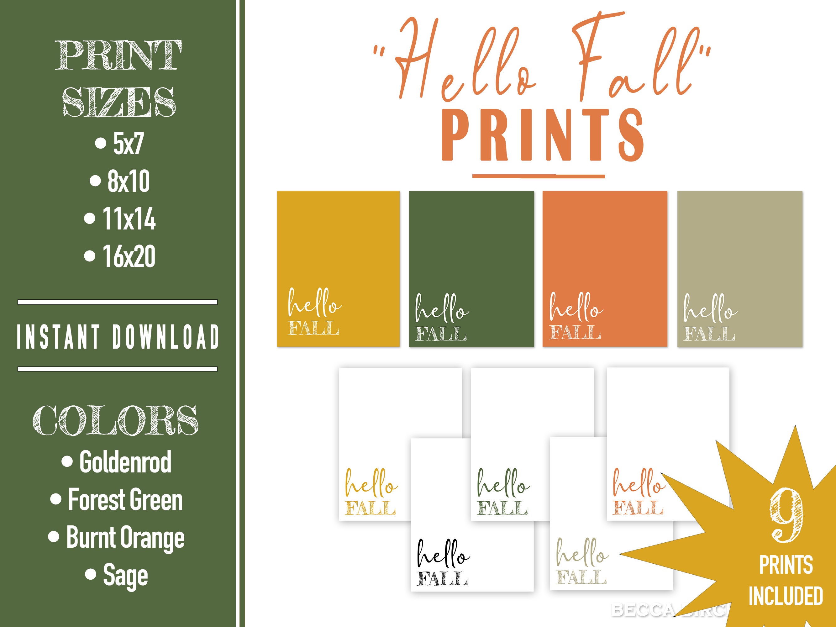 Hello Fall Print Digital Download Printable Instant - Etsy