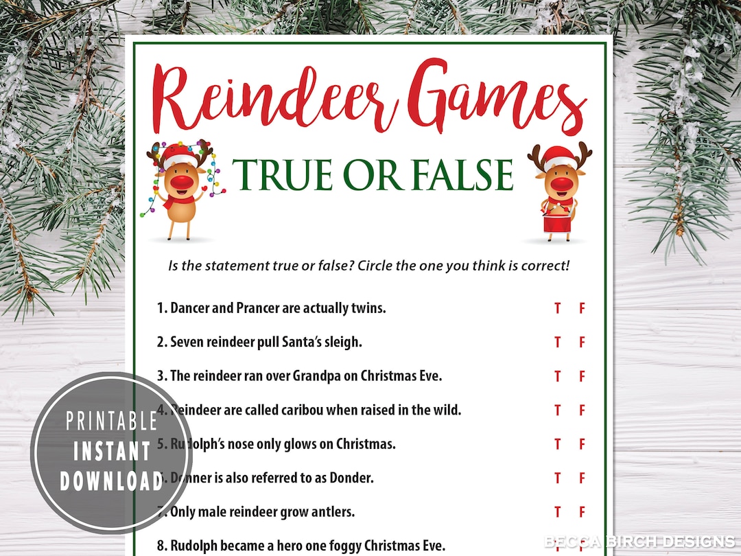 Reindeer Games - True or False Trivia Game | Christmas Games for Kids ...