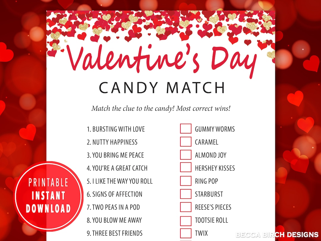 Candy Match Game | Valentine's Day Games for Kids and Adults | V-day ...