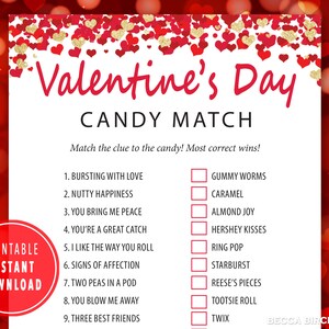 Valentine's Day Candy Match Game | Printable Classroom Activity (PDF ...