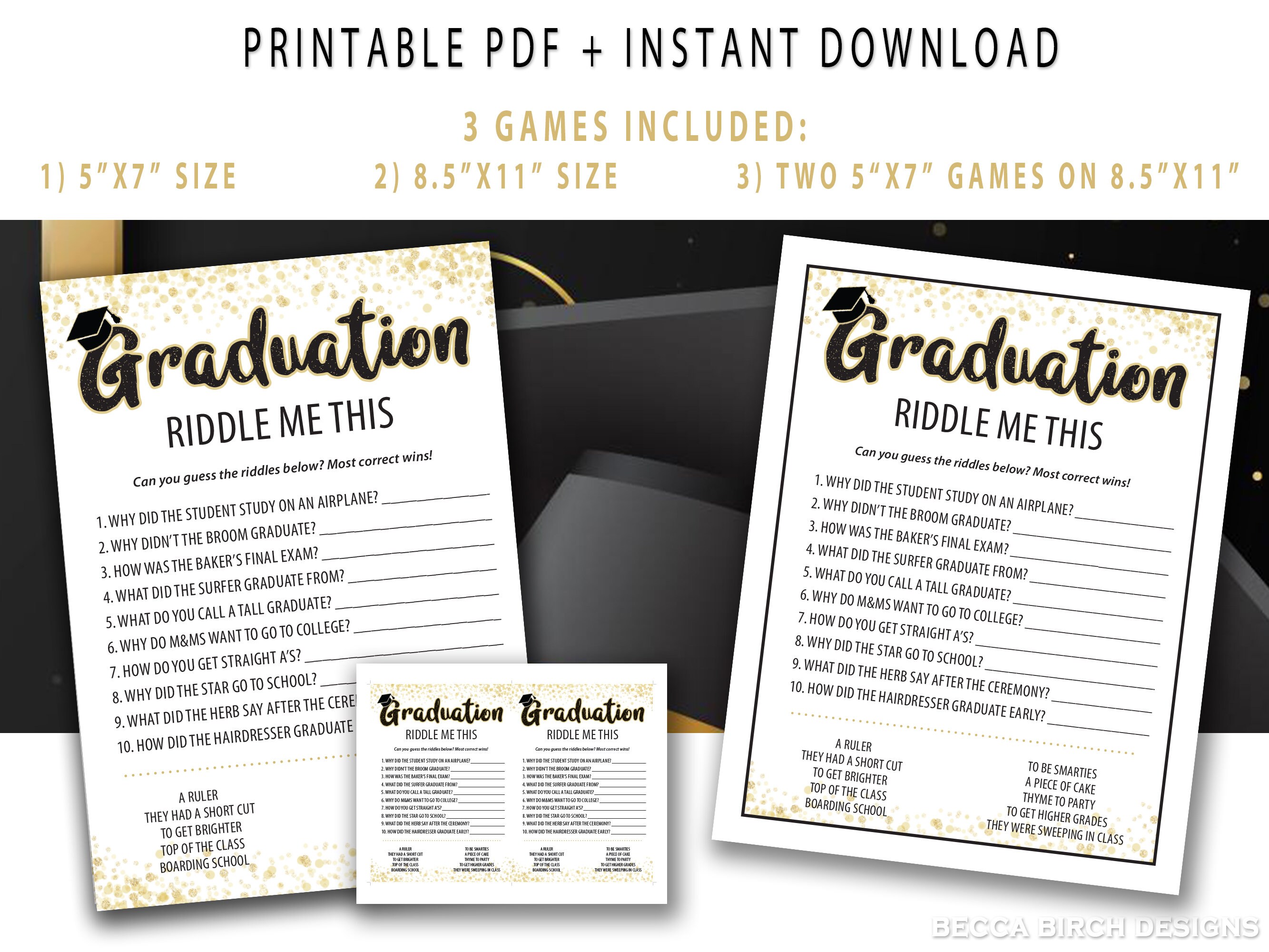 Graduation Riddle Game | Printable Party Activity (PDF) - Etsy