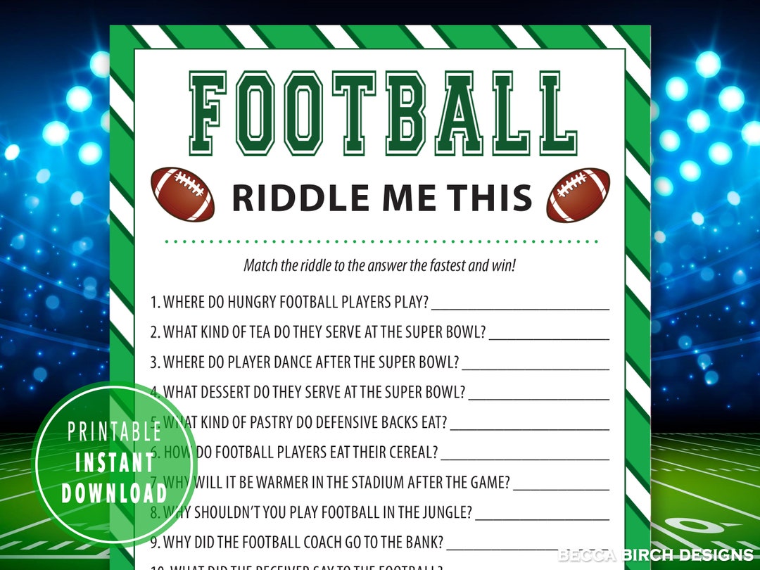 Football Riddle Me This Game | Super Bowl Games for Kids, Teens and ...