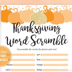 Thanksgiving Word Scramble - Printable Holiday Games - Activities for ...