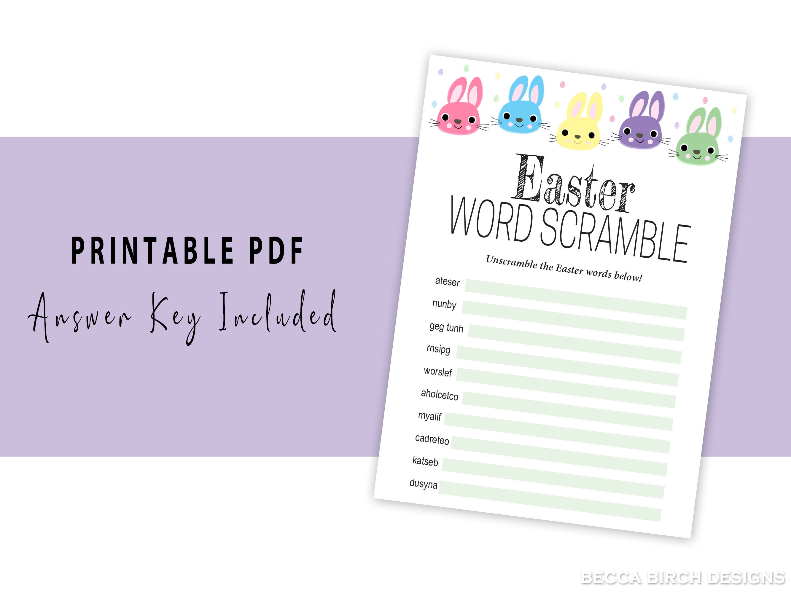 Printable Easter Games, Scattergories, Word Search, Word Scramble ...