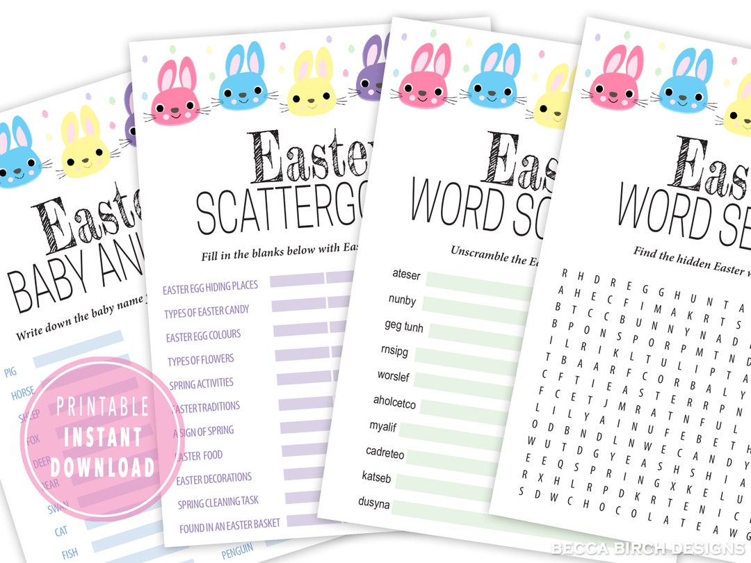 Printable Easter Games, Scattergories, Word Search, Word Scramble ...
