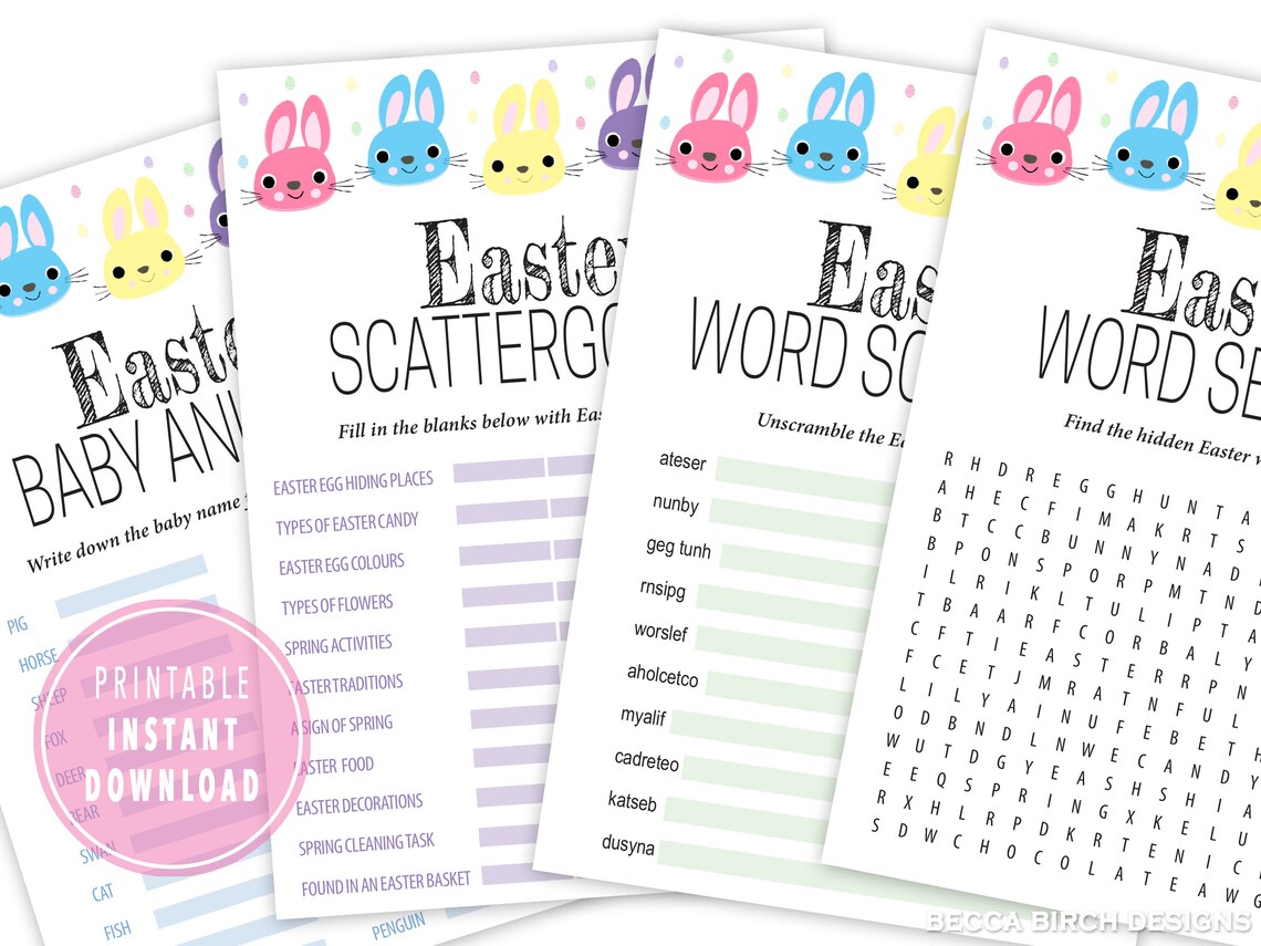 Printable Easter Games, Scattergories, Word Search, Word Scramble ...