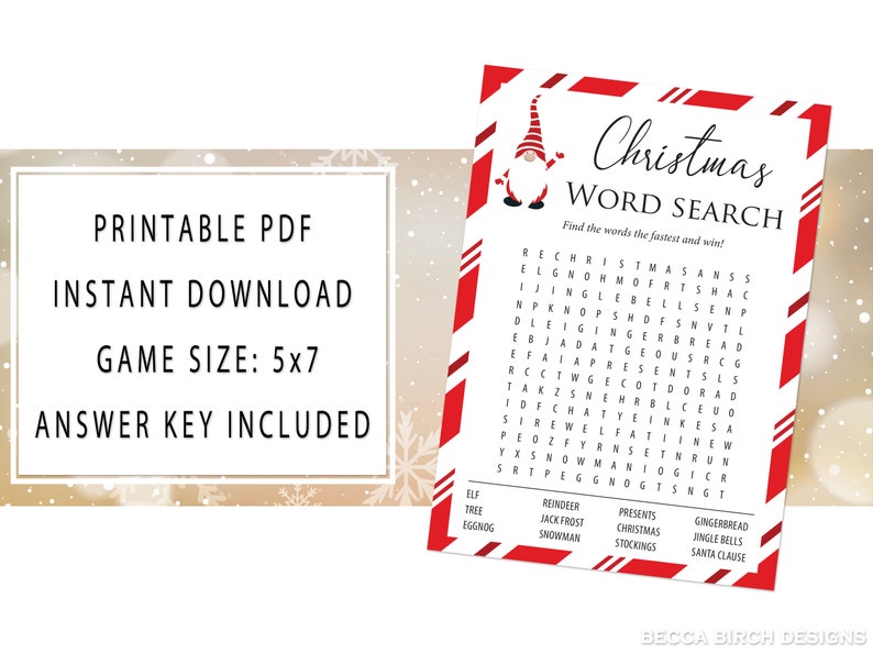 Christmas Word Search – Printable Holiday Game (PDF) - Etsy