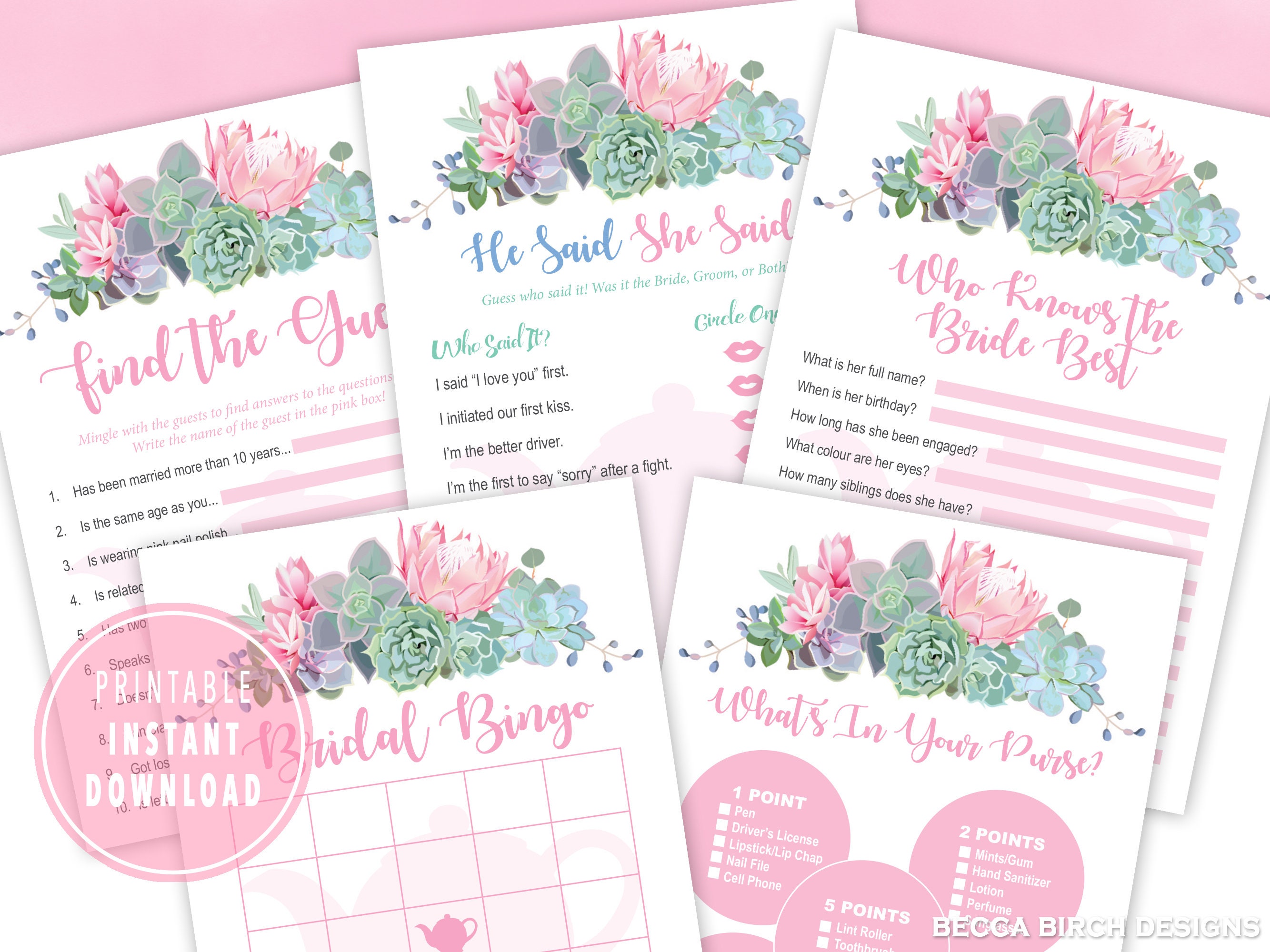 Bridal Tea Party Games Floral Theme Wedding Trivia Virtual Tea Party ...