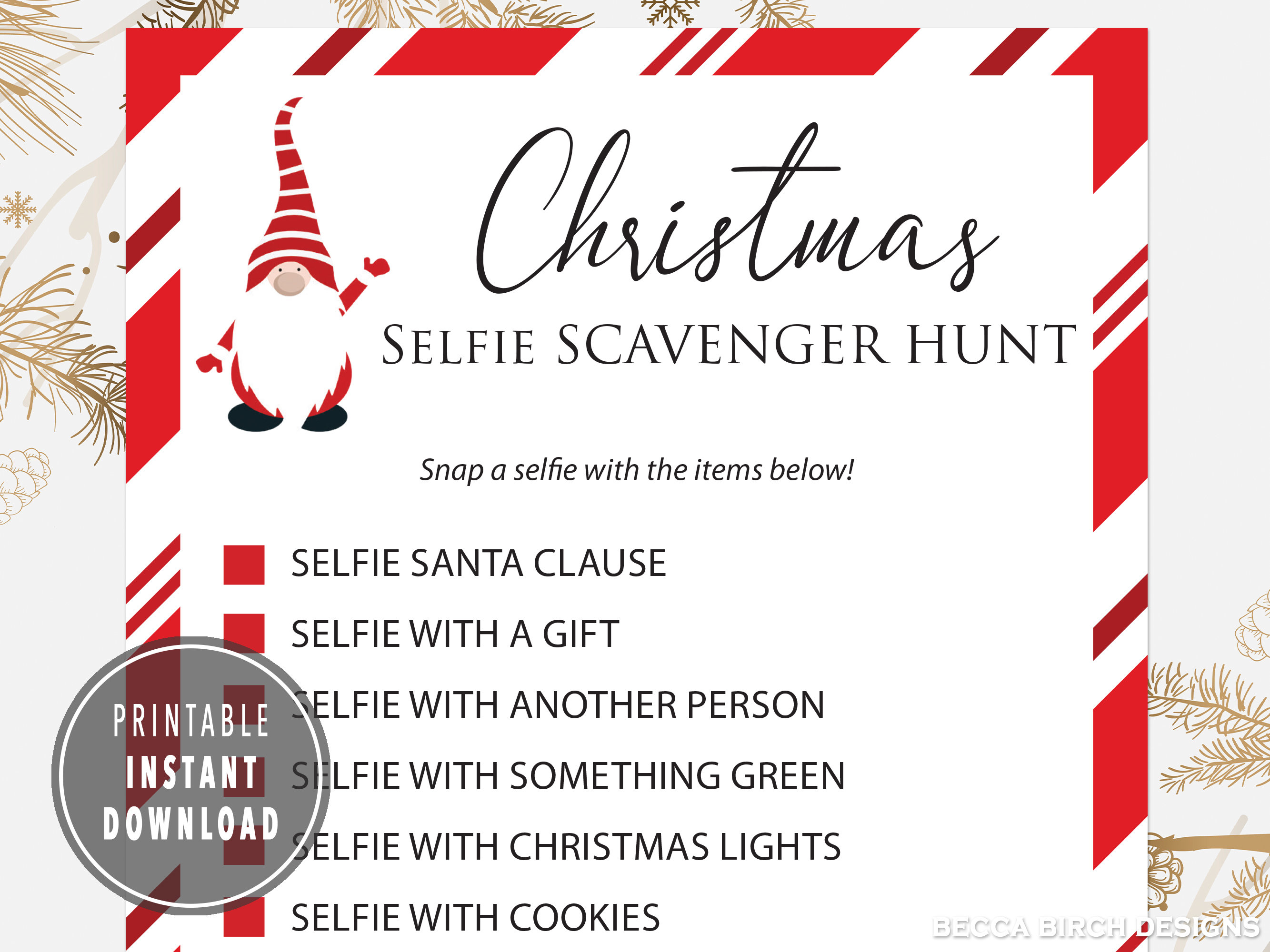 Christmas Selfie Scavenger Hunt - Christmas Party Games for Kids and ...