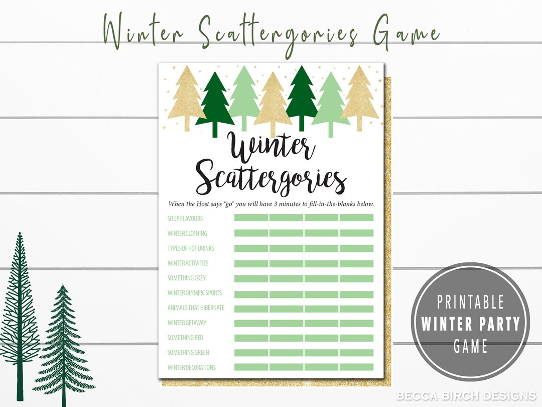 Winter Scattergories Game Birthday Games Classroom Game - Etsy Canada