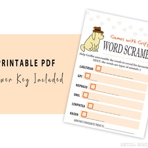 Kids Word Scramble Game Printable Kids Game Virtual Learning Game Home ...