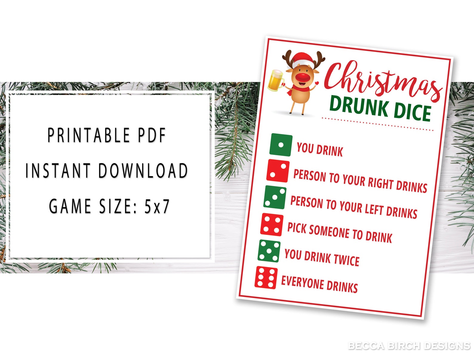 Christmas Drunk Dice Game - Christmas Party Games for Adults - Drinking ...