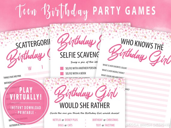 Teen Birthday Party Games Virtual Birthday Party Pre Teen | Etsy