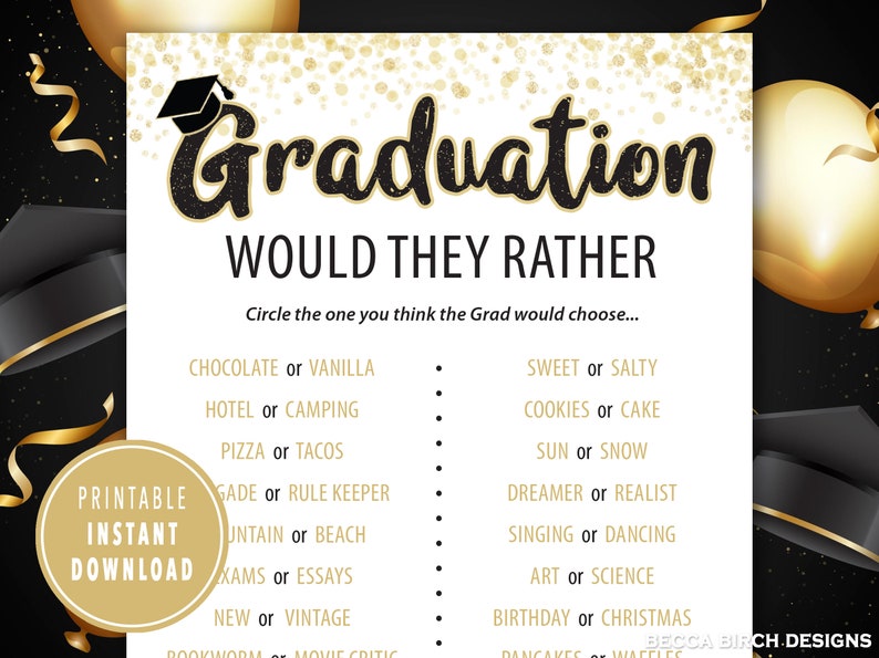 Would They Rather Graduation Game | Graduation Games for Kids, Teens ...