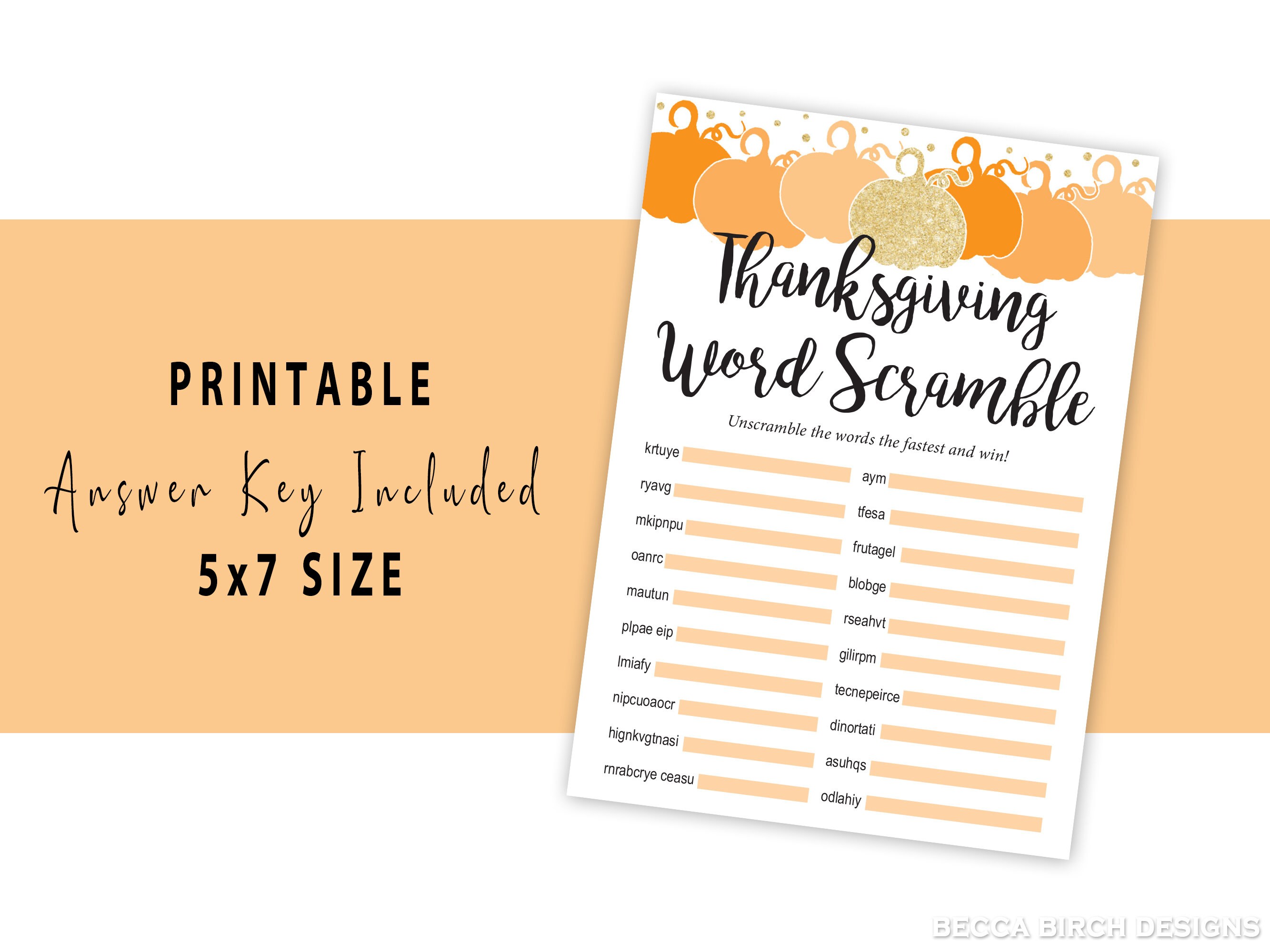 Thanksgiving Word Scramble - Printable Holiday Games - Activities for ...