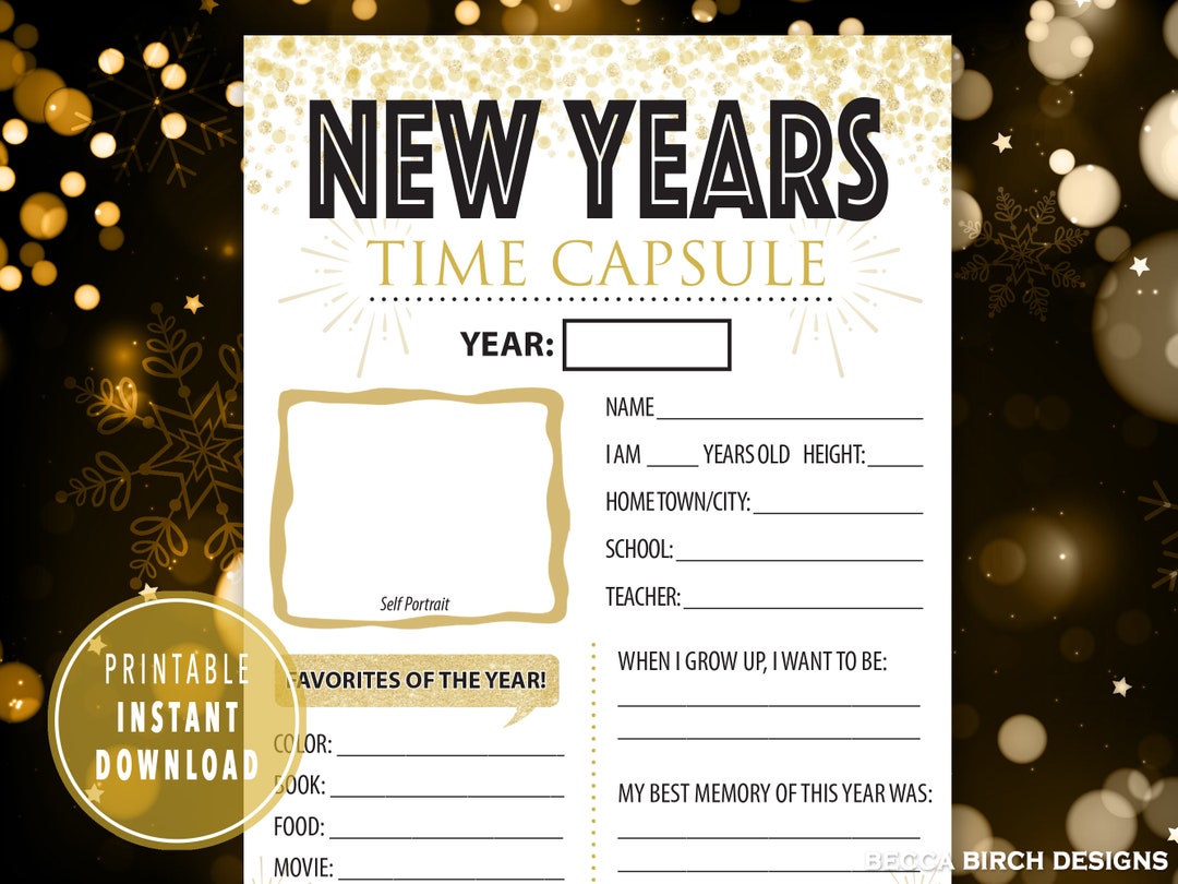 New Years Time Capsule Game for Kids | Printable NYE Activity (PDF) - Etsy