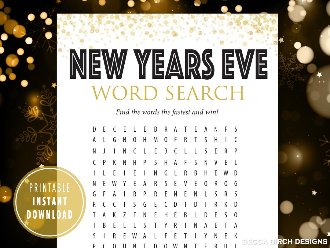 New Years Eve Word Search Game | Printable NYE Activity (PDF) - Etsy