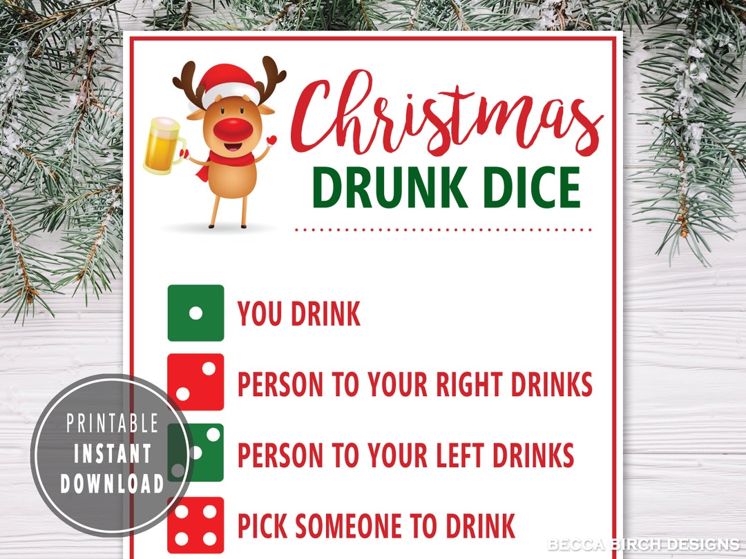 Christmas Drunk Dice Game Christmas Party Games For Adults Drinking