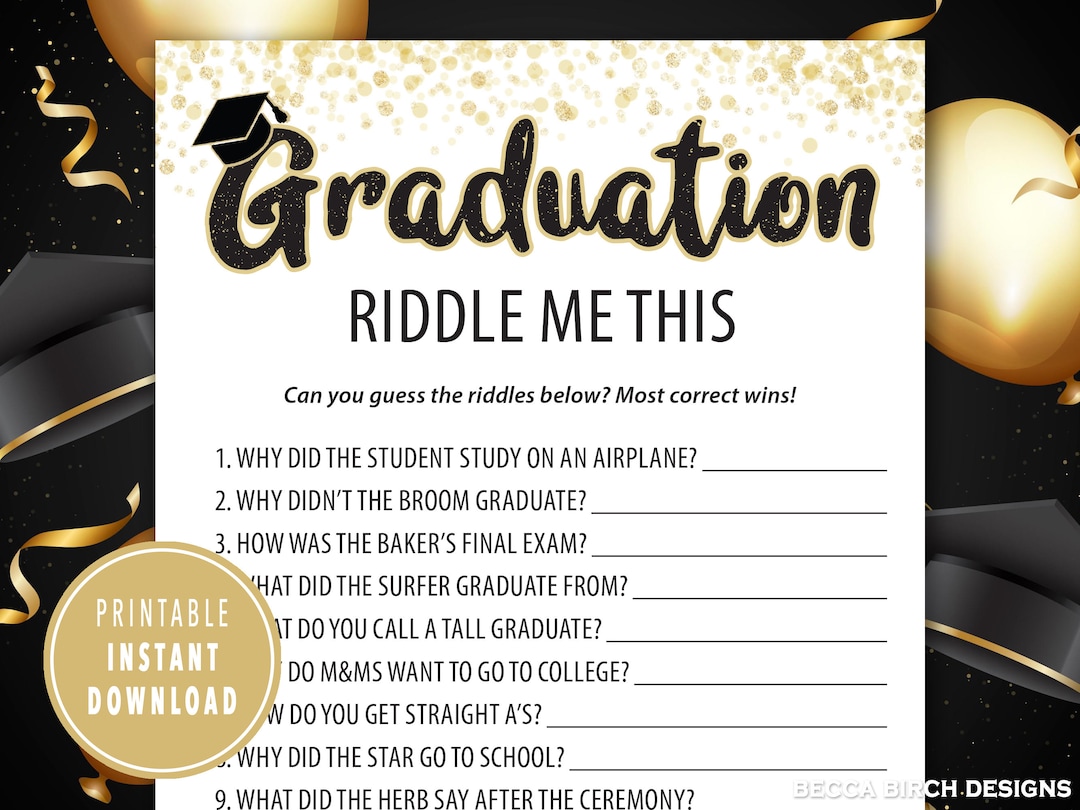 Graduation Riddle Game | Printable Party Activity (PDF) - Etsy