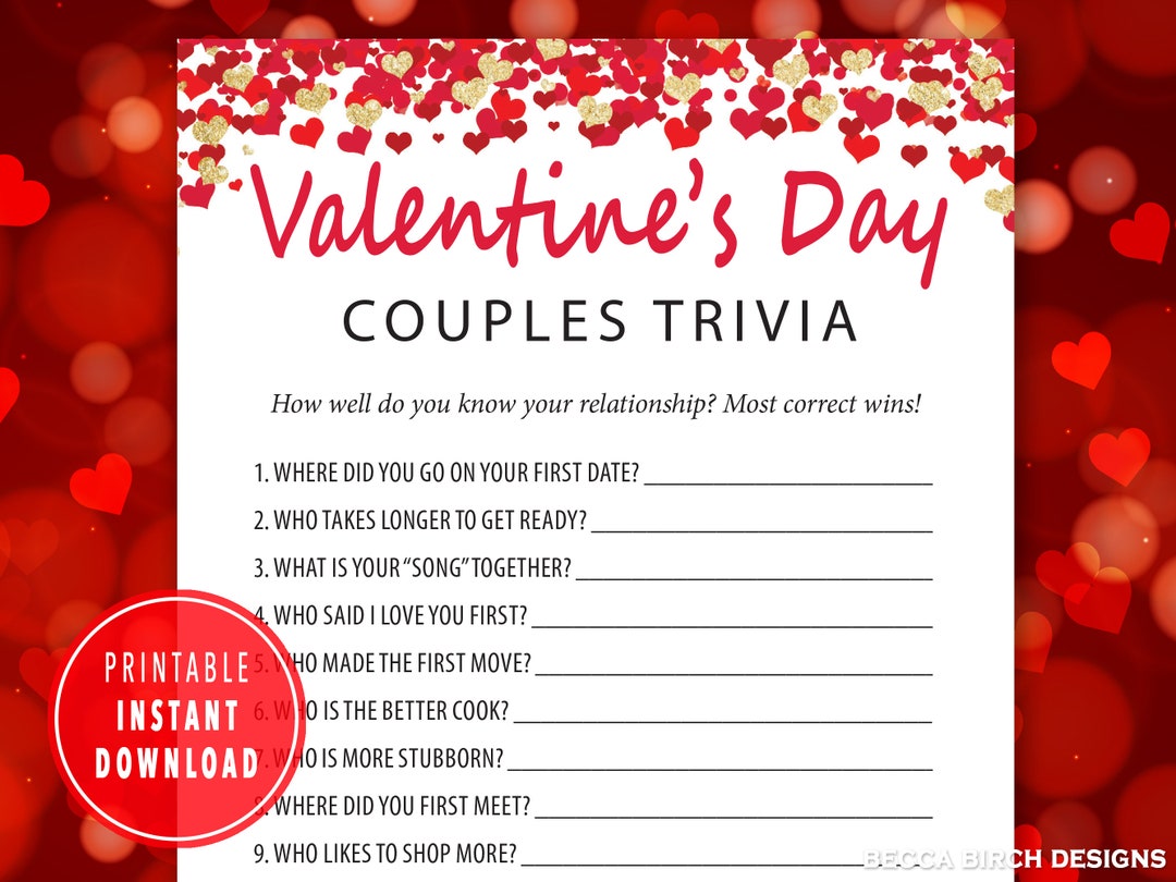 Couples Trivia Game | Valentine's Day Games for Couples | V-day Games ...