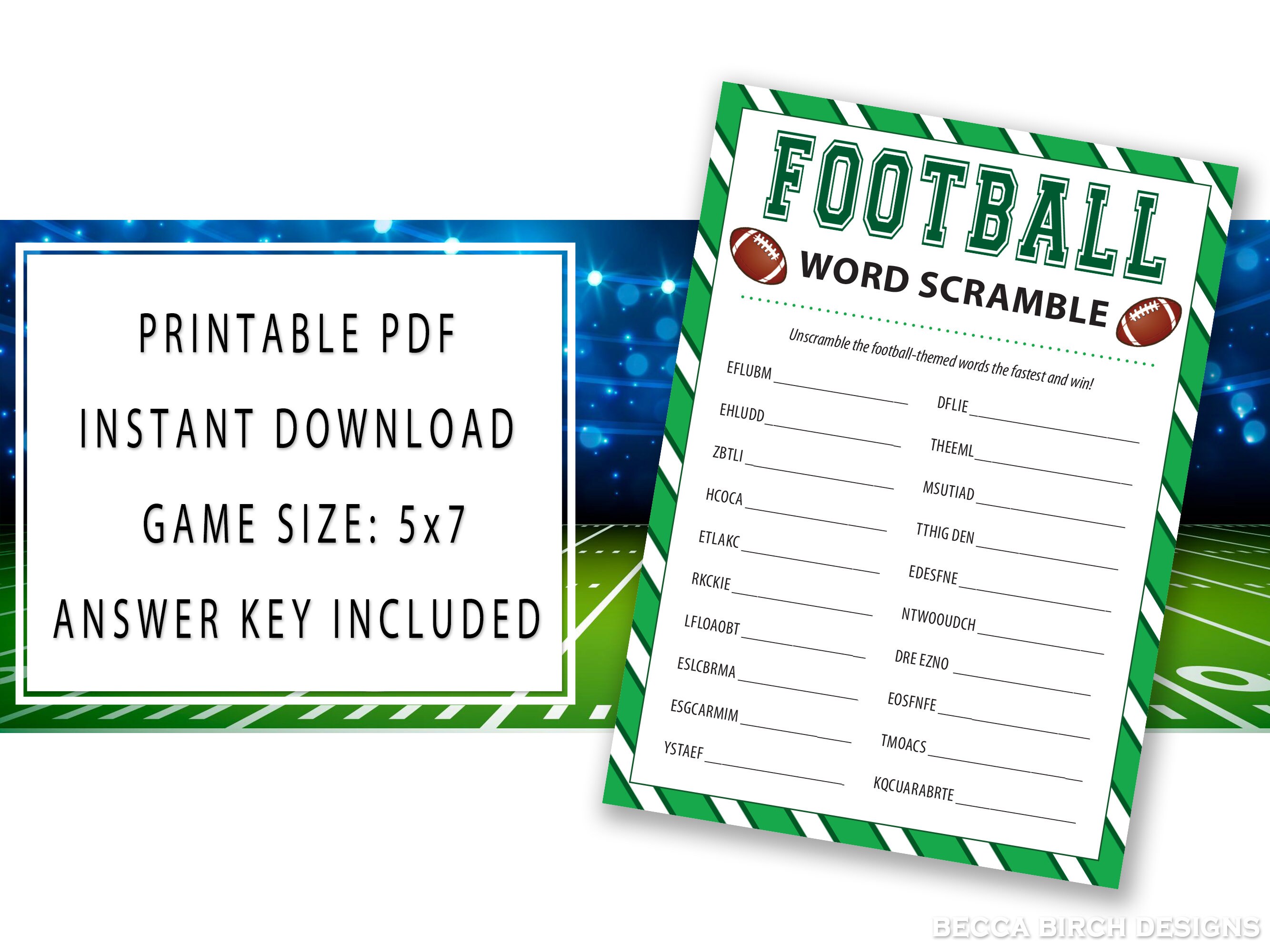 Football Word Scramble Game | Super Bowl Games for Kids, Teens and ...