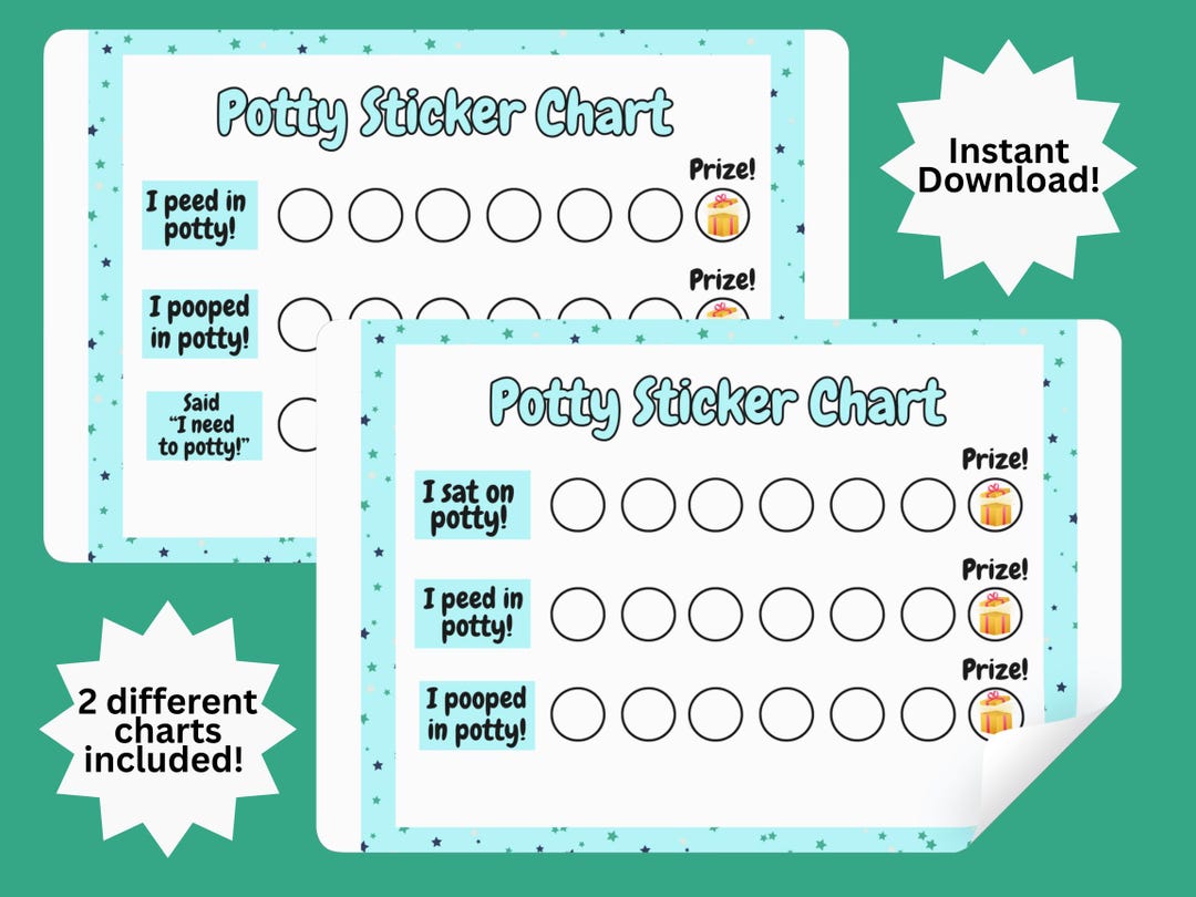Potty Training Chart, Toddler Potty Sticker Chart, Sticker Chart, Potty ...