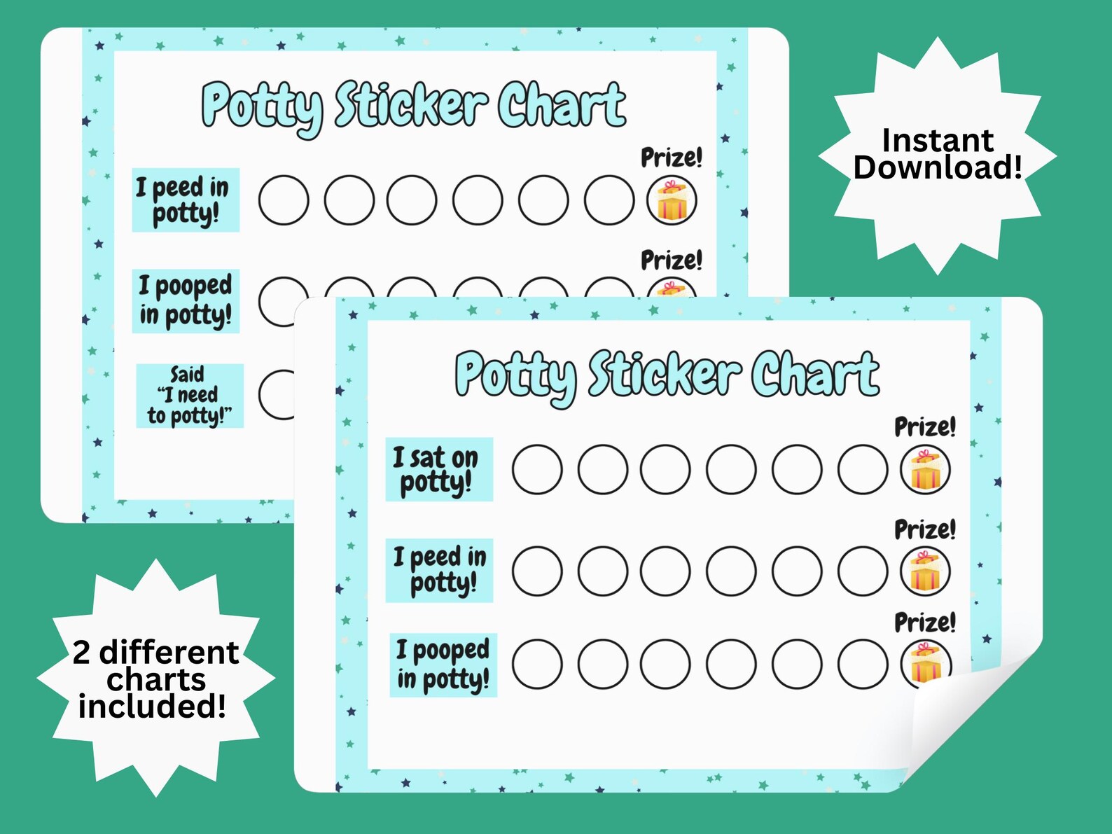 Potty Training Chart, Toddler Potty Sticker Chart, Sticker Chart, Potty ...