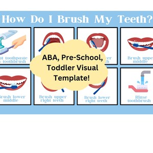 Brushing Teeth Step-by-step Guide, Pre-school Brush Teeth Visual - Etsy