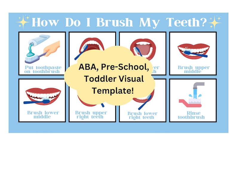Brushing Teeth Step-by-step Guide, Pre-school Brush Teeth Visual - Etsy