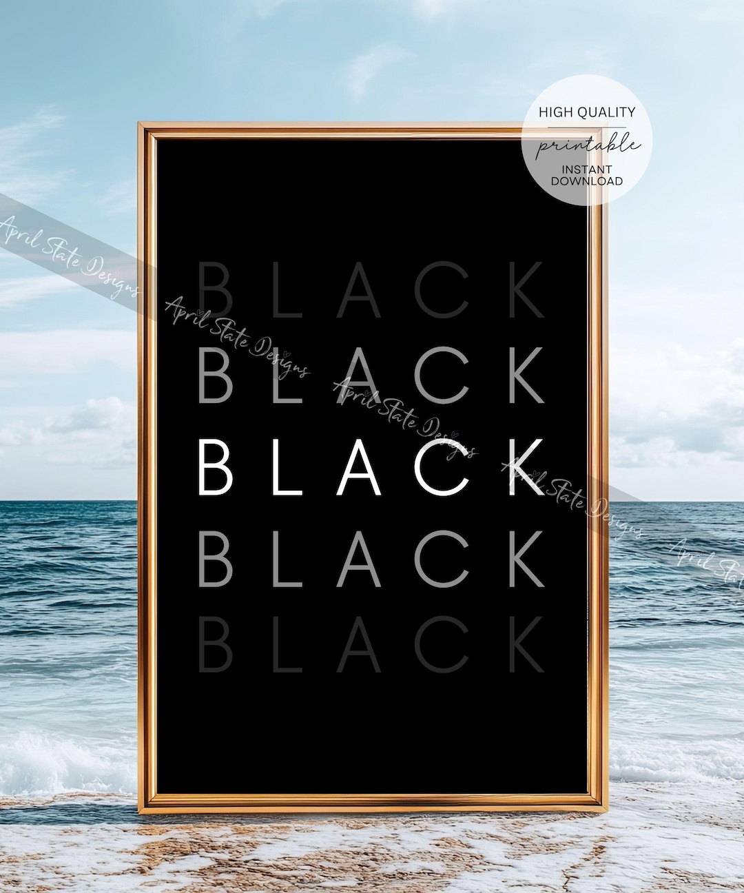 Black Monochrome Typography Printable Art - Simple Modern African ...