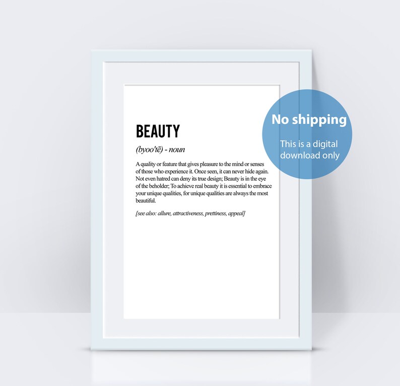 Beauty Definition Print Gorgeous Wall Art Powder Room Print - Etsy