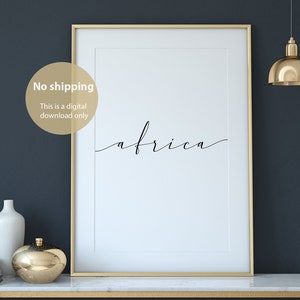 Africa Print Printable Art Cursive Typography Africa Decor - Etsy
