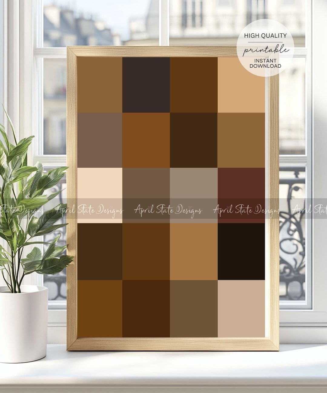 Shades of Melanin Printable Art - Modern Minimalist Brown Color Palette ...