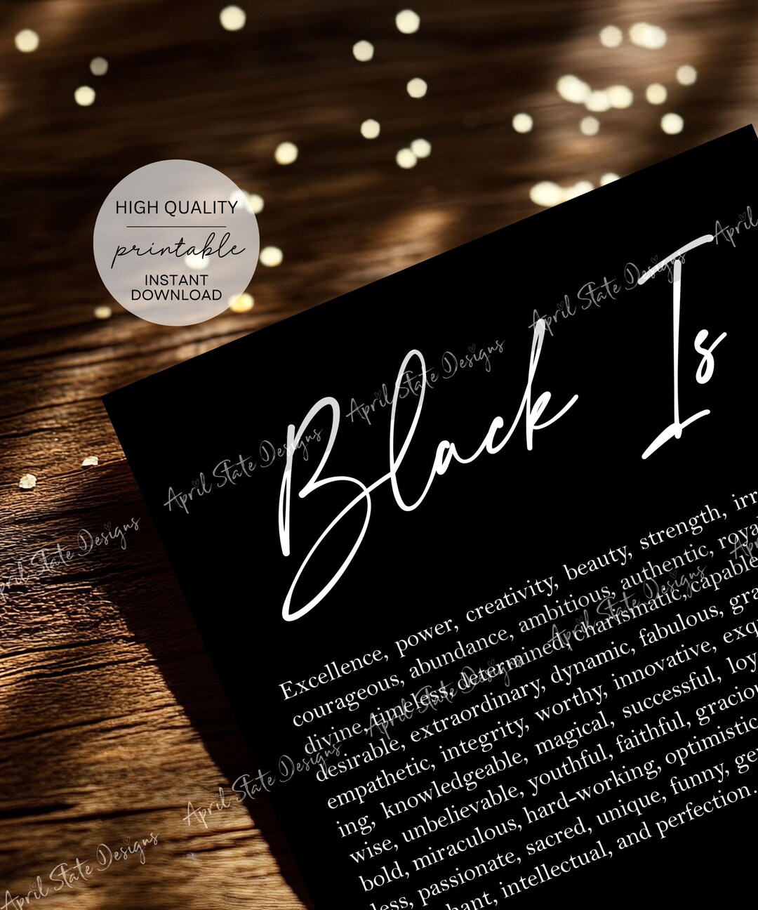 Black is Typography Printable Art - Black Culture Definition Print ...