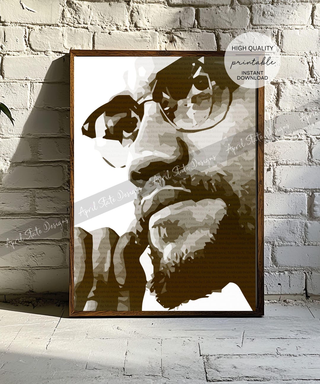 Malcolm X Icon Printable Art - Black Activist African American Wall Art ...