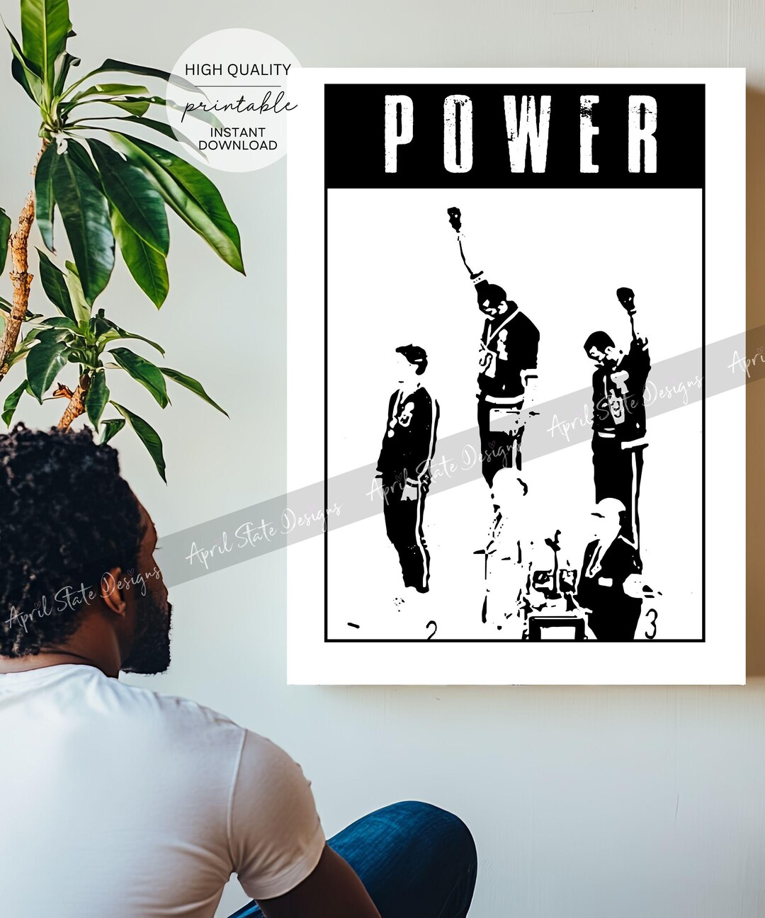 Power Black History Printable Art 1968 Olympics Protest Salute ...