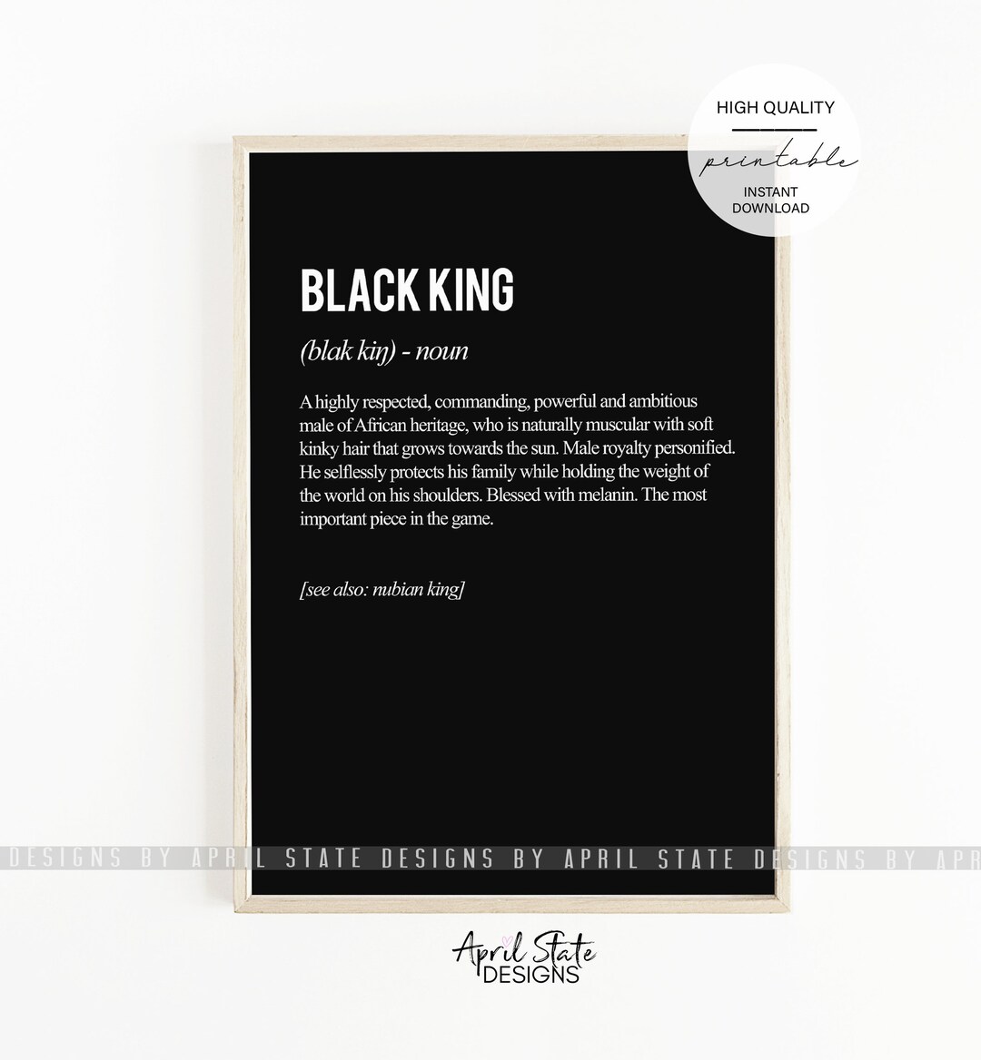 Black King Definition Print, Art Print, Black Fathers Matter, African ...