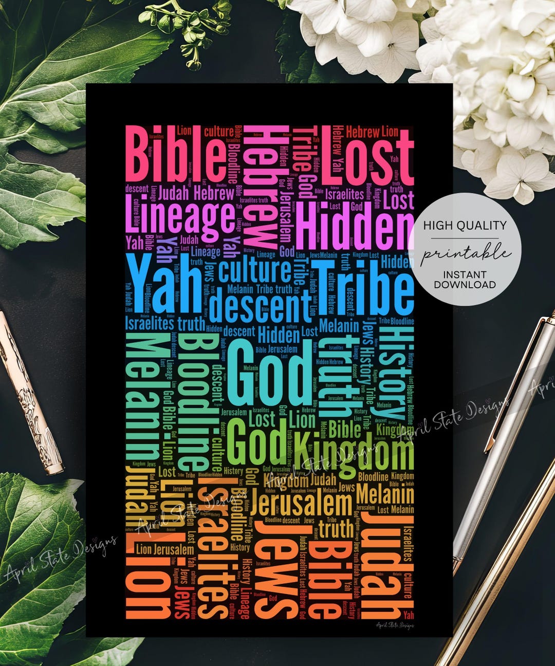 Lost Tribe of Israel Multicolor - Colorful Scripture Typography Word ...